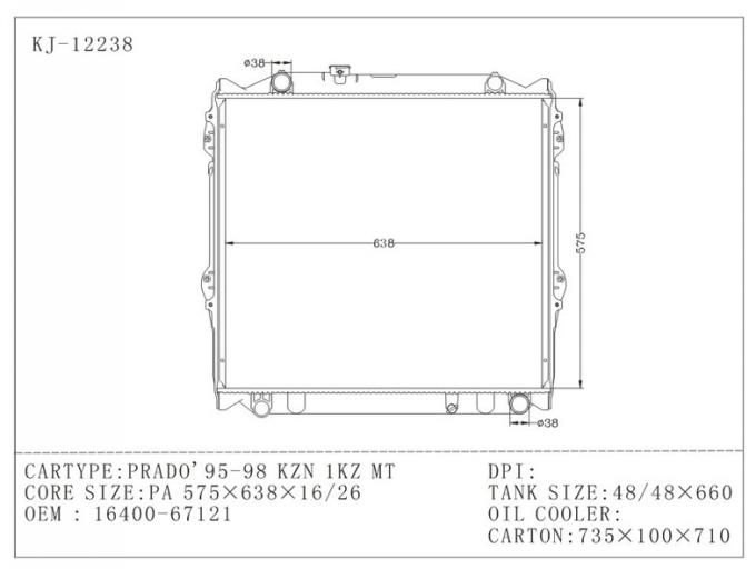 OEM 16400-67121 , automotive radiators for Toyota PRADO 1995 , 1996 ...