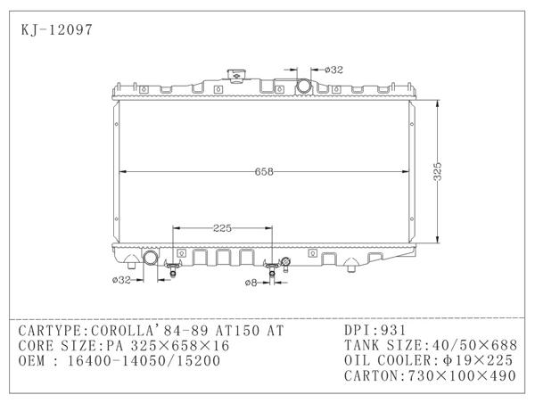 16400-14050 / 16400-15200 , Toyota Radiator For COROLLA 1984 , 1989 car ...