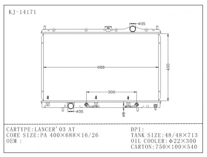 Plastic Tank Mitsubishi Radiator With Aluminum Core Of LANCER ' 2003