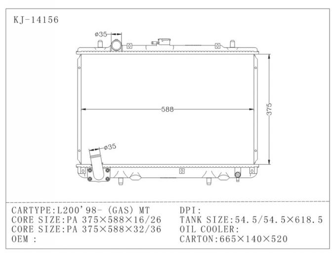 Plastic - Aluminum Mitsubishi Radiator For Cooling System 36mm thick ...