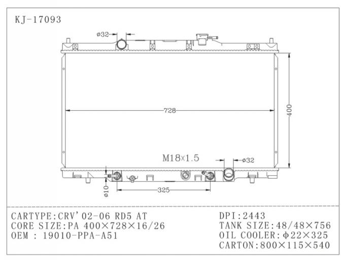 High performance Honda Aluminum Radiator Of CRV 2002 , 2006 RD5 AT OEM ...