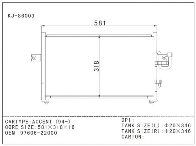 Hyundai accent condenser , auto ac condenser replacement OEM 97606-22000