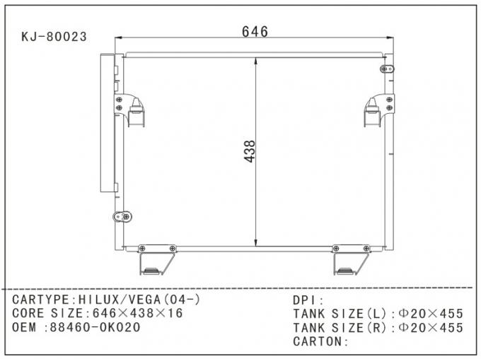 Universal Auto Toyota HILUX condenser And VEGA 2004 With OEM 88460-0K020