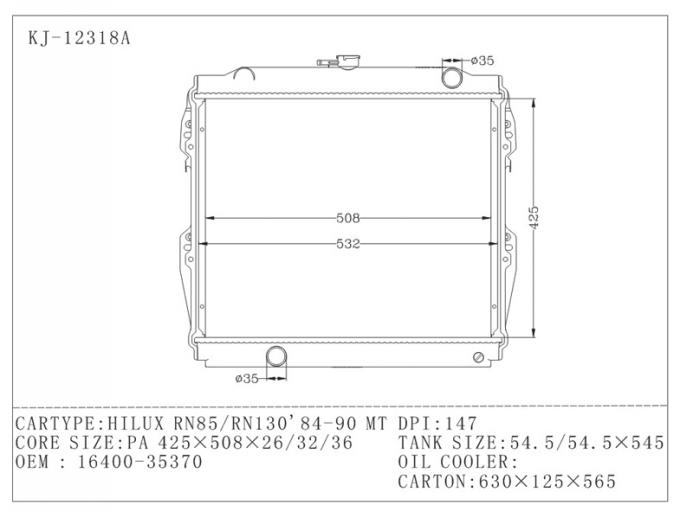 HILUX RN85 / RN130 ' 84 - 90 Toyota Radiator OEM 16400-35370 DPI 147