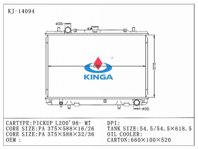 98 PICKUP Mitsubishi Radiator / Car Cooling Radiator L200 OEM MB924486 ...