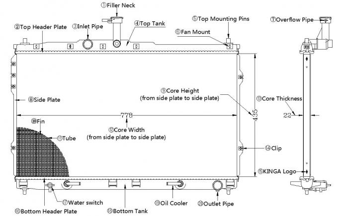 Hyundai Radiator ACCENT 99- OEM 25310-25100/25150 25310-25300/25400 AT