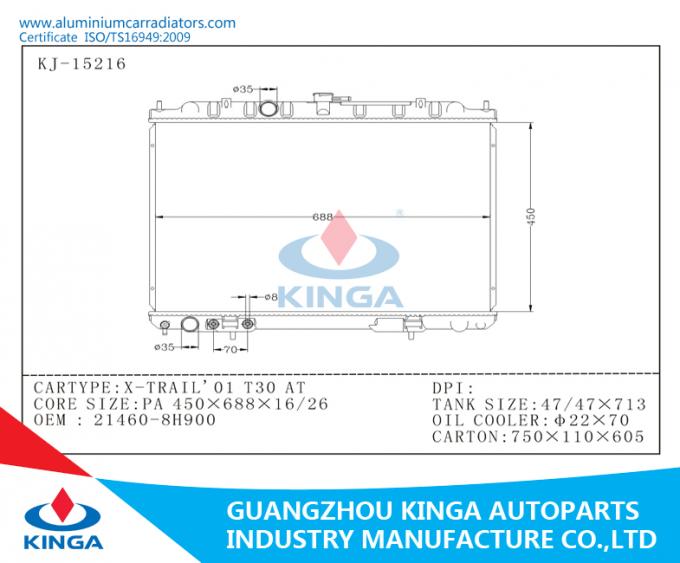 Silver Classic Car Radiator Repair Nissan X-TRAIL ' 01 T30 21460-8H900 AT