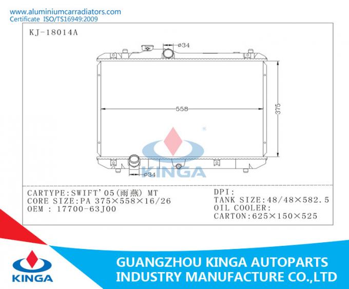 Aluminum and plastic Vehicle radiator for Suzuki SWIFT'05 OEM 17700-63J00